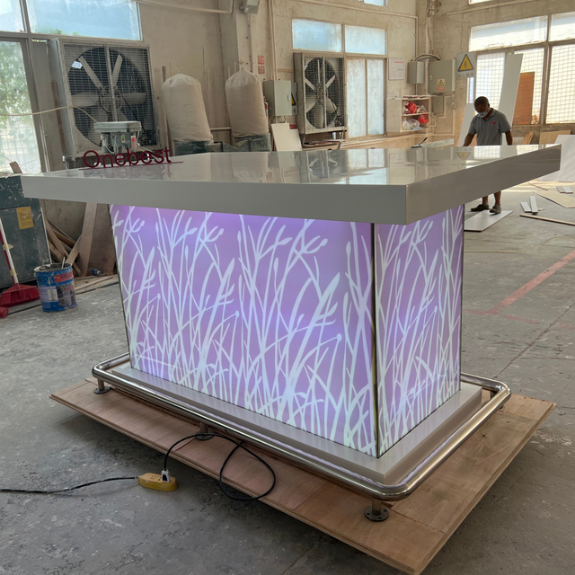 Led Kitchen Bar Counter Island White Corian Diner Table for Home