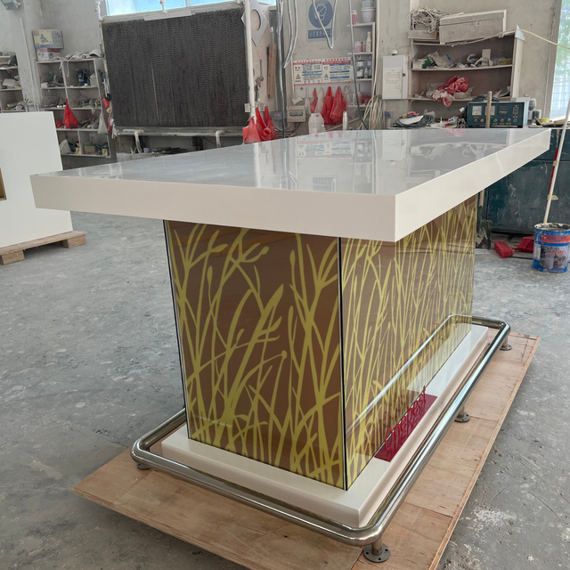 Led Kitchen Bar Counter Island White Corian Diner Table for Home