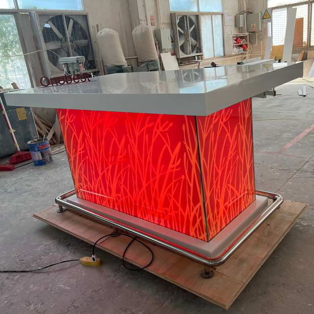 Led Kitchen Bar Counter Island White Corian Diner Table for Home