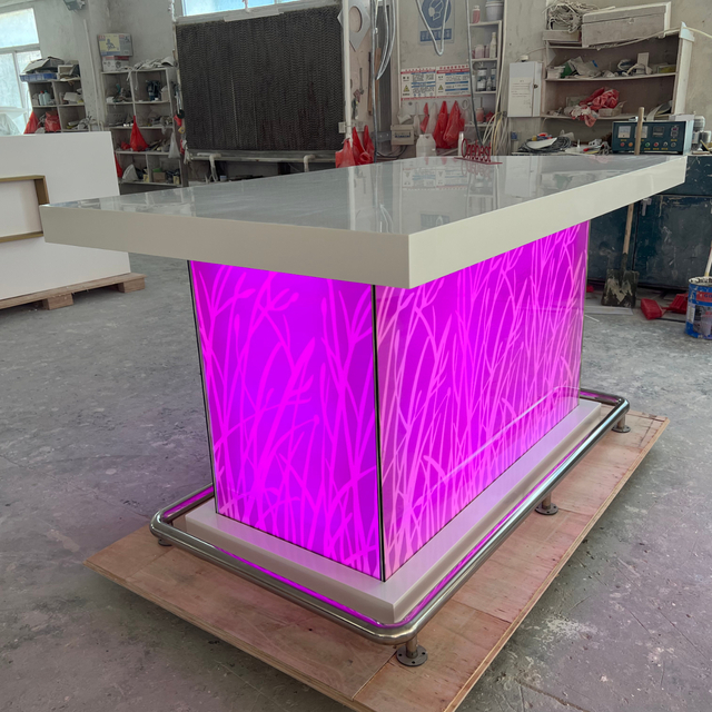 Led Kitchen Bar Counter Island White Corian Diner Table for Home