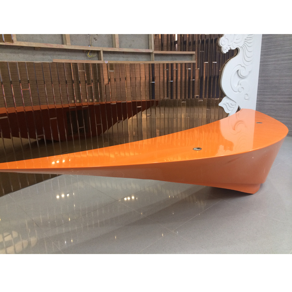 Orange Color Corian Stone Curved Screen Reception Desk Furniture