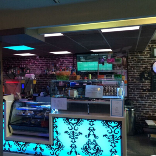 LED Nightclub Bar Counter Design Modern Glass Bar Table with Cake Display