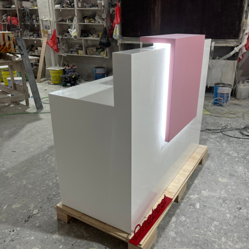 Mini Size Led Furniture Pink Color Shop Counter Reception Desk