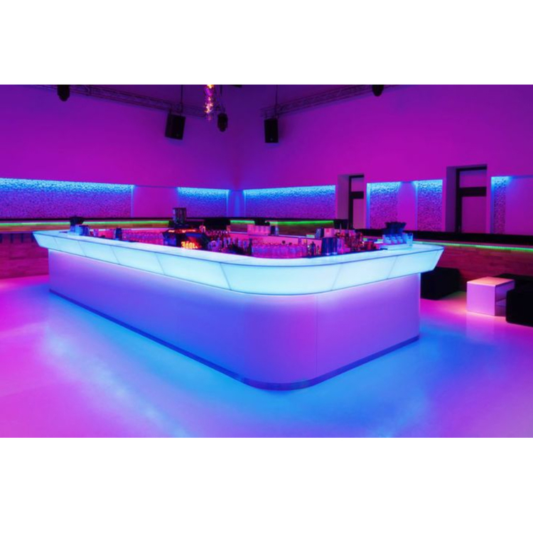 Plastic Acrylic Led Bar Counter L Shape Lighted Drinking Table
