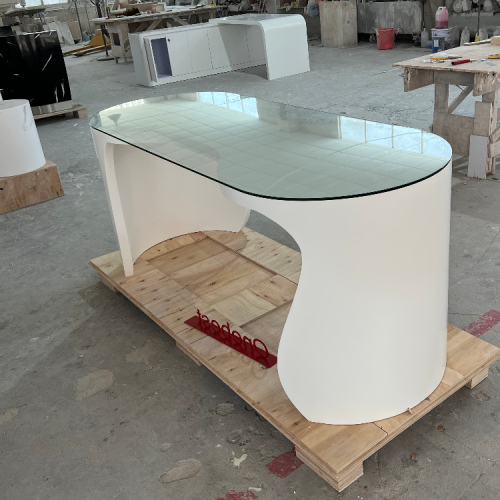 Modern Simple Style Computer Desks Glass Top Office Desk Set