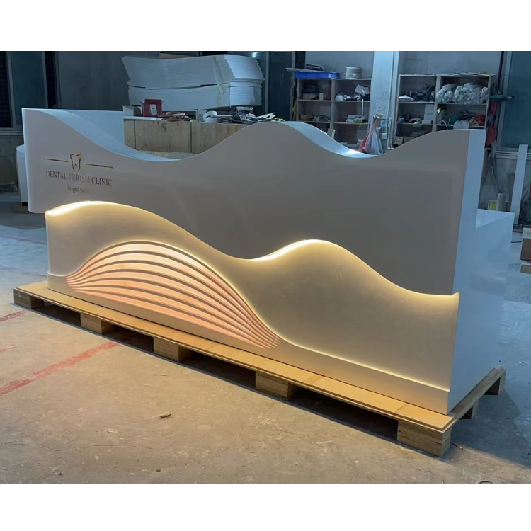 Office Resin Information Counter Hotel Receptionist Front Led Counter