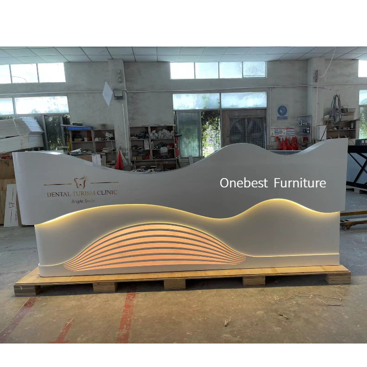 Office Resin Information Counter Hotel Receptionist Front Led Counter