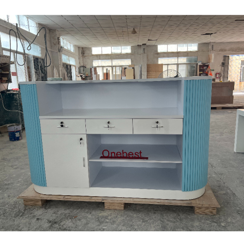 Bubble Shop Reception Desk Table Light Blue Reception Counter Stand