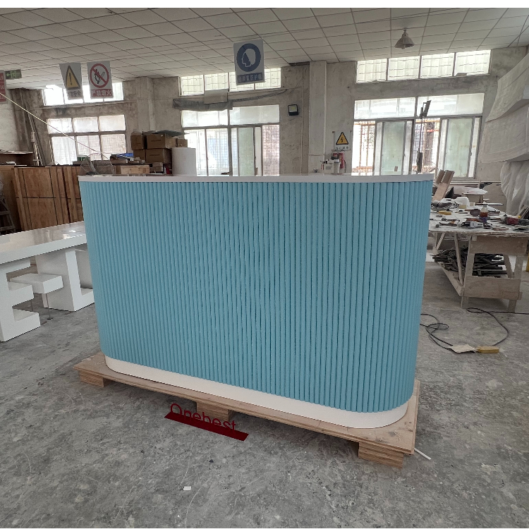 Bubble Shop Reception Desk Table Light Blue Reception Counter Stand
