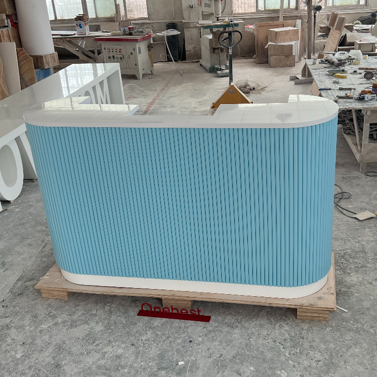Bubble Shop Reception Desk Table Light Blue Reception Counter Stand