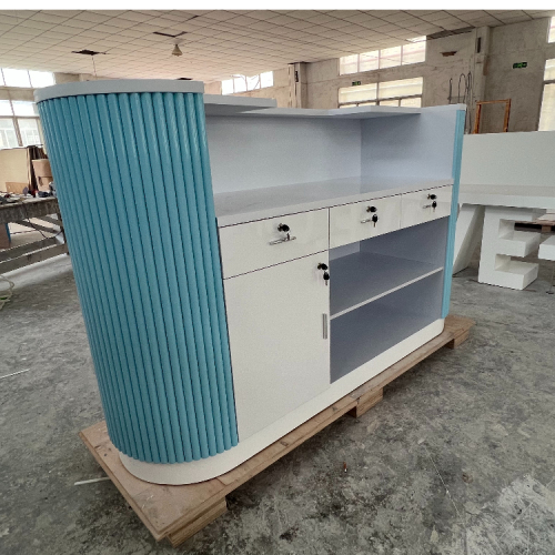 Bubble Shop Reception Desk Table Light Blue Reception Counter Stand