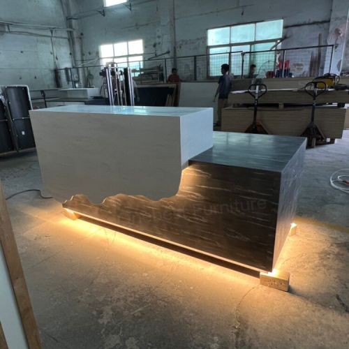 Straight Shape One Person Light Reception Desk Small Office Furniture