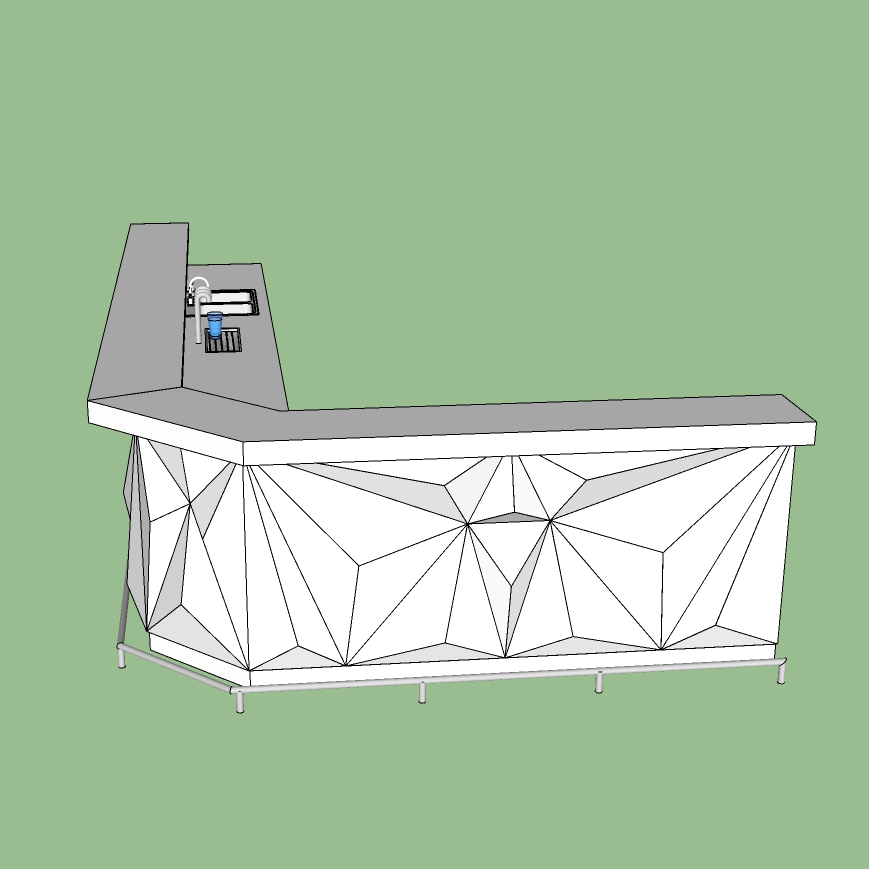 Diamond Shape Bar Counter Set White Corian Solid Surface Cafe Counter Bar