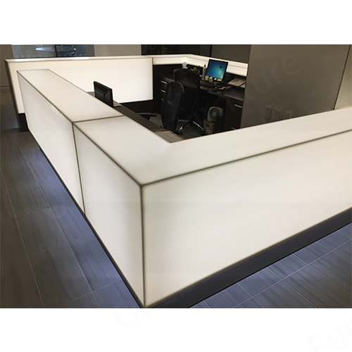 Corian Translucent Stone White Led Computer Office Reception Desk