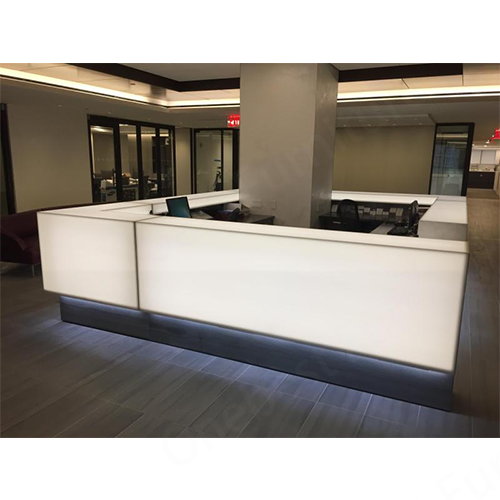 Corian Translucent Stone White Led Computer Office Reception Desk