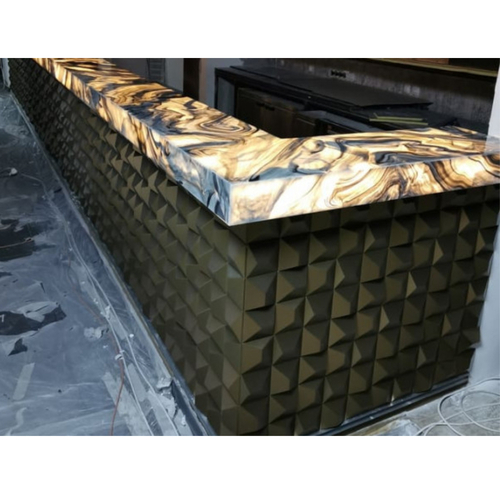 Front Corian Counters Decoration Led Onyx Stone Mosaic Design Bar Counter