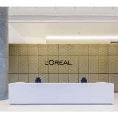 Solid Surface Circular Museum Center Reception Desk Counter with LED