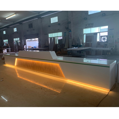 Corian ADA Design Front Desk Counter U Shape LED Reception Tables