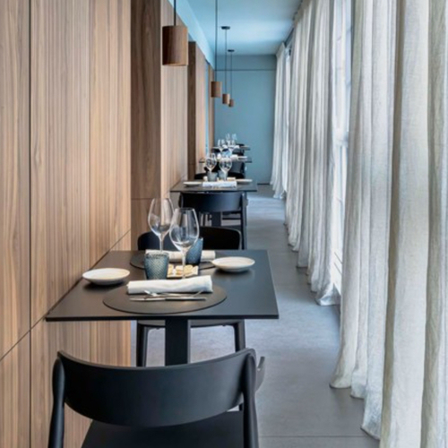 Black Corian Solid Surface Restaurant Table Set Modern Square Dining Tables