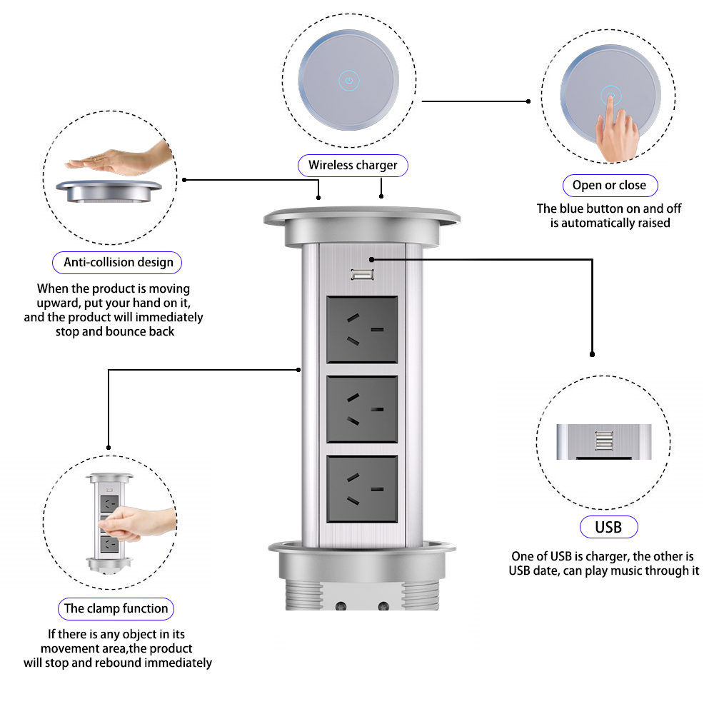 kitchen pop up socket smart electrical power socket pop up power with ...
