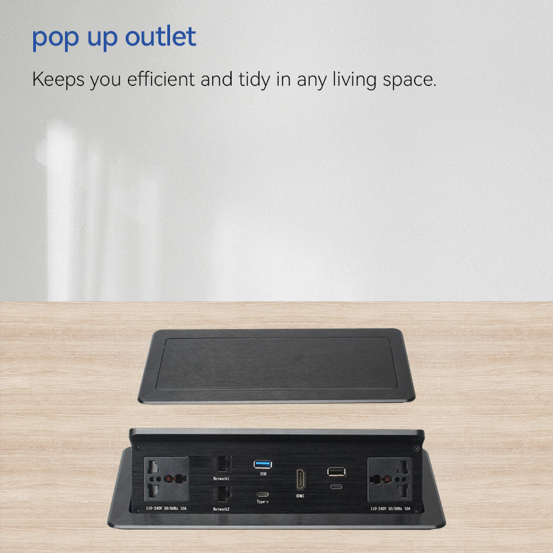 Conference Desk Table Universal Socket Multi Media Pop Up Socket Extension Wire With Usb Port