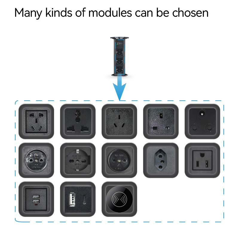 High quality table black pneumatic lift pop up socket wireless charger ...