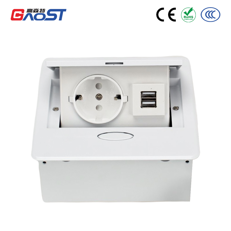 White table pop up power outlet socket 2 usb a pop up electrical outlet ...