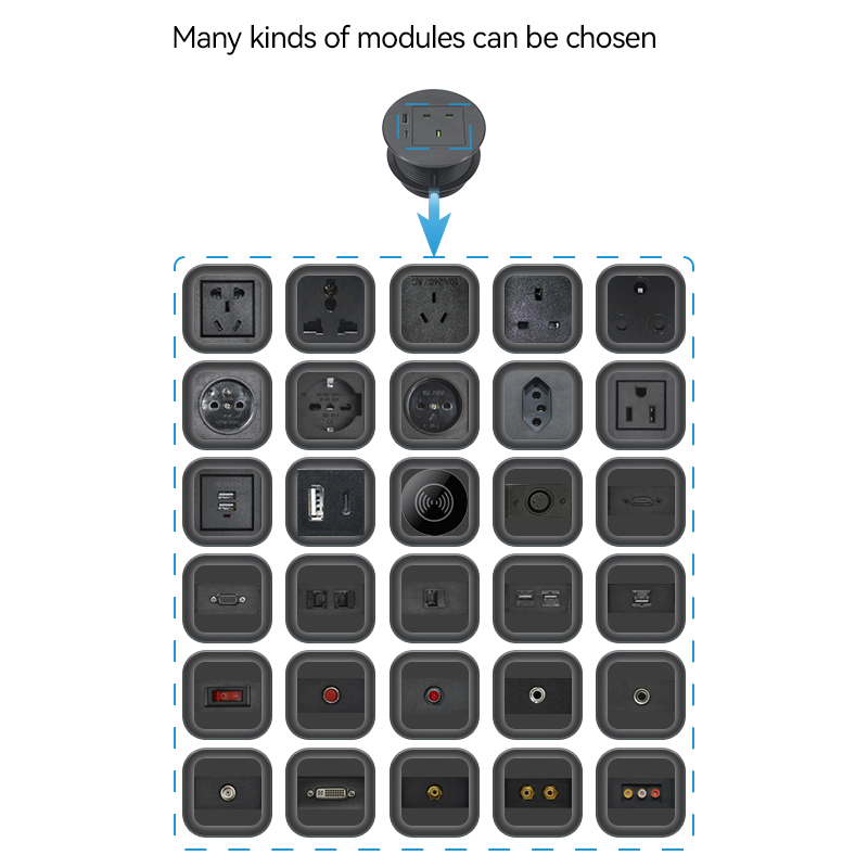 GAOST brushed black 2500 w UK electrical wire grommet with USB A type c ...