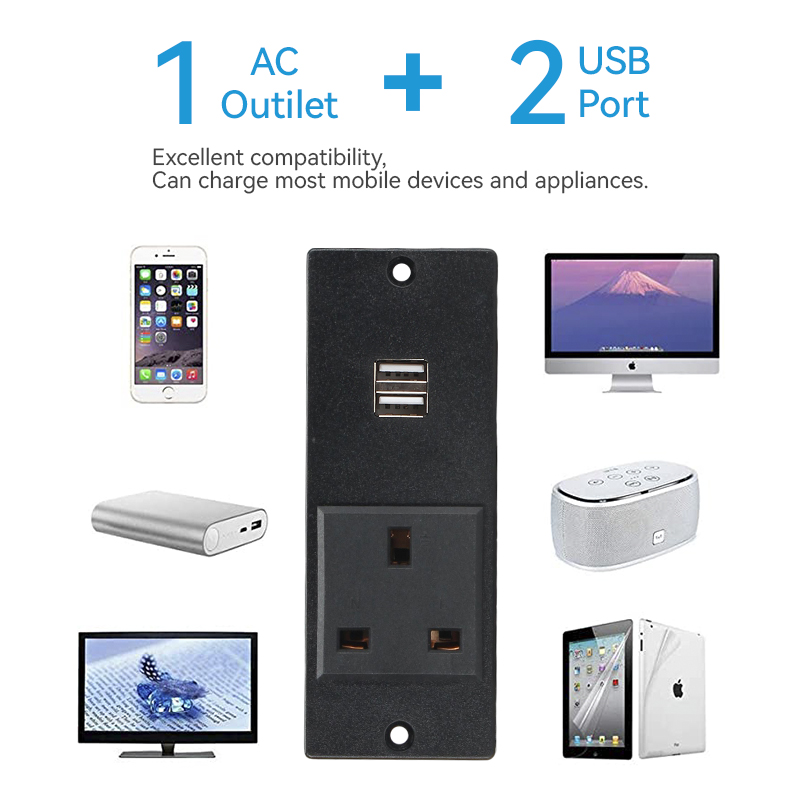 Table recessed desk in UK led strip power supply 2usb fast charging ...