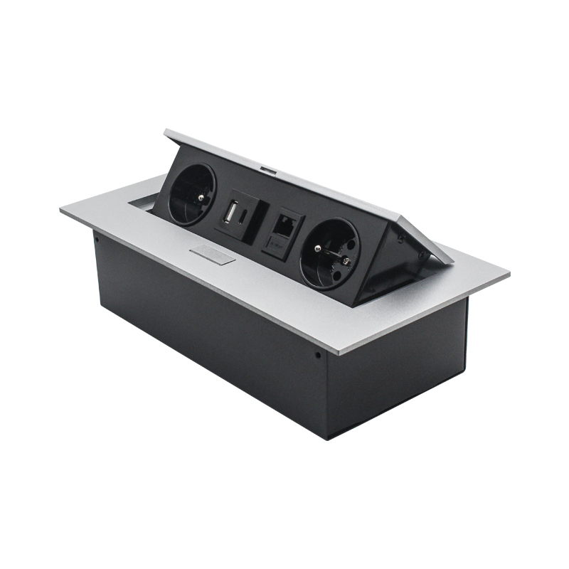 French table fast charging USB Tyope C pop up socket network cat6 RJ45 ...