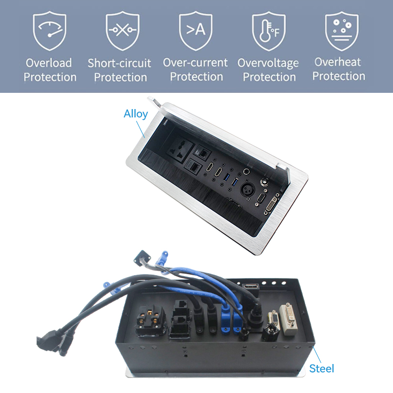 Fast charge conference UAE/UK/SA cable cubbies universal flip up socket ...