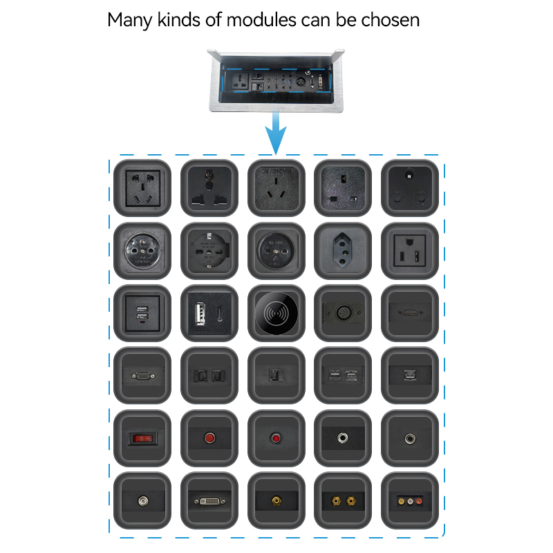 Fast charge conference UAE/UK/SA cable cubbies universal flip up socket ...
