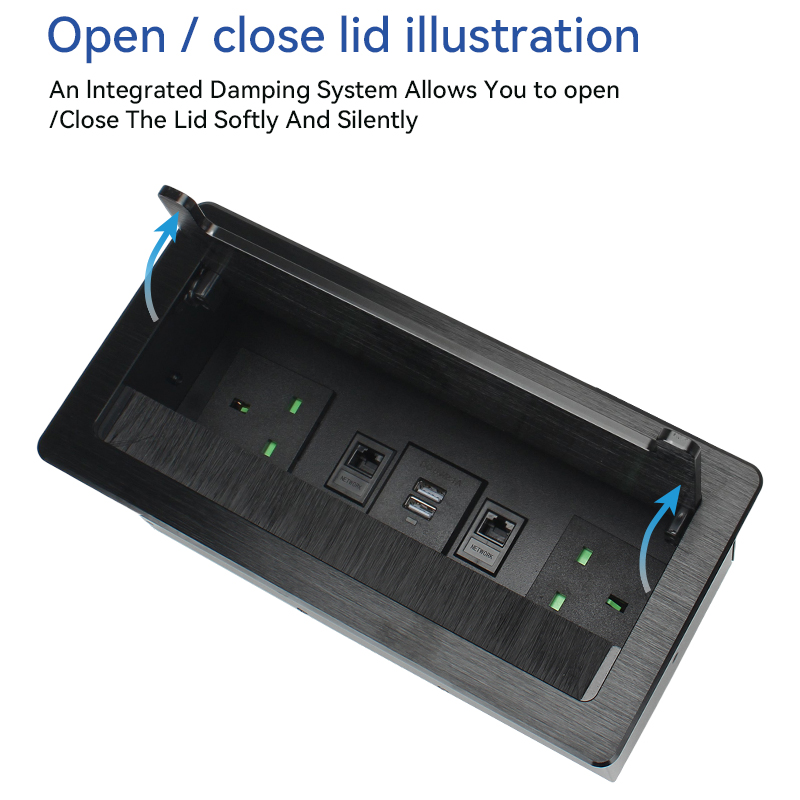 UK socket CAT6 RJ45 flip up power strip socket for conference ...