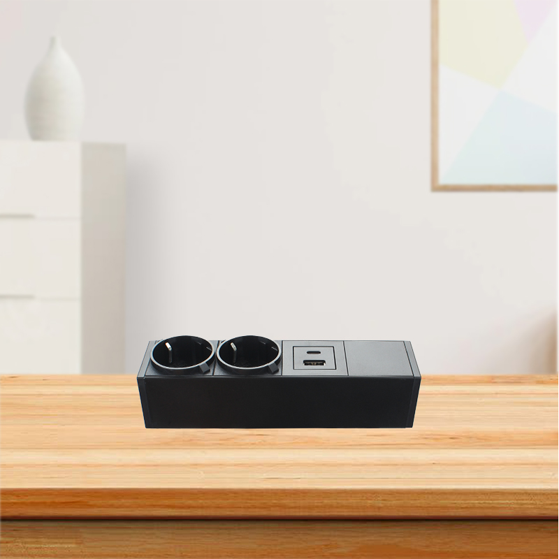 Desk Clamp Socket with 2 Schulo outlets USBA USBC charger print logo ...