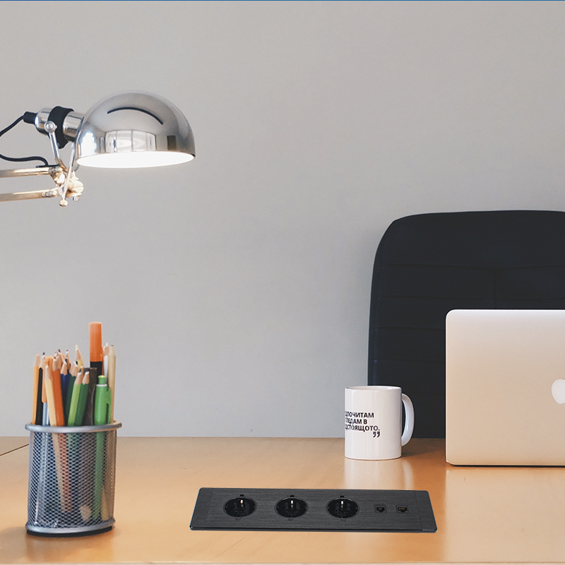 Recessed 16a Flat Plug Surge Protector Power Strip Aluminum Power ...