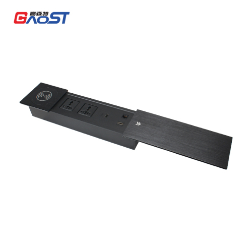 Conference 20W brushed silver sliding power strip socket us plug phone ...