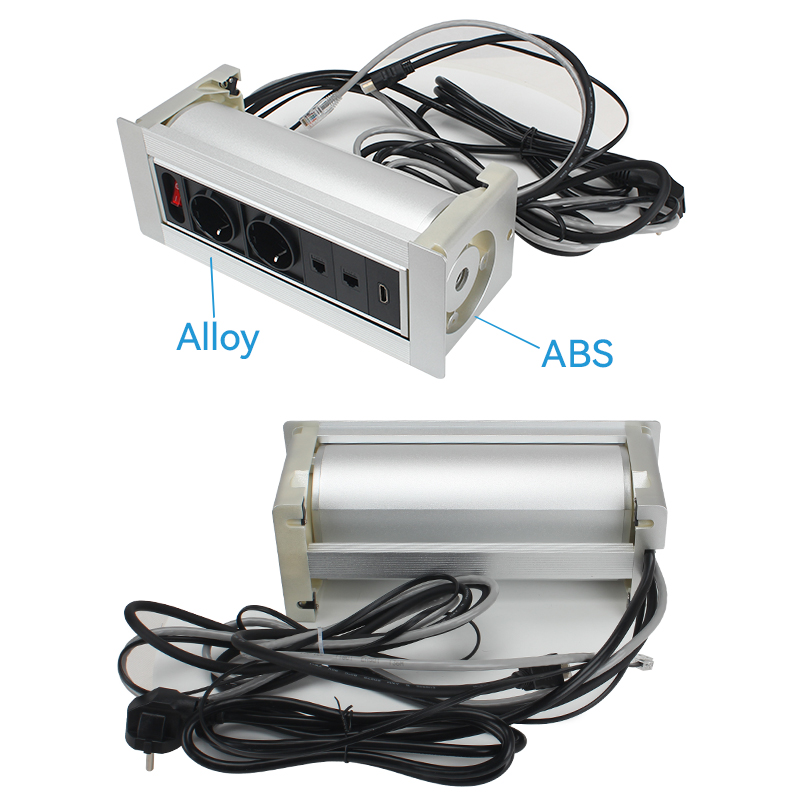 Desk Manual Flip Up Socket Power Strips EU Socket,Concealed Rotary Socket