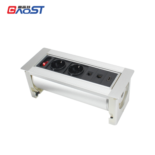 Desk Manual Flip Up Socket Power Strips EU Socket,Concealed Rotary Socket