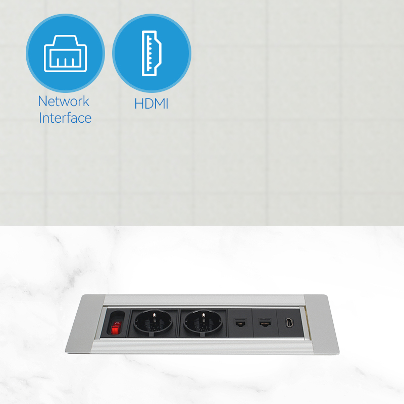 Desk Manual Flip Up Socket Power Strips EU Socket,Concealed Rotary Socket
