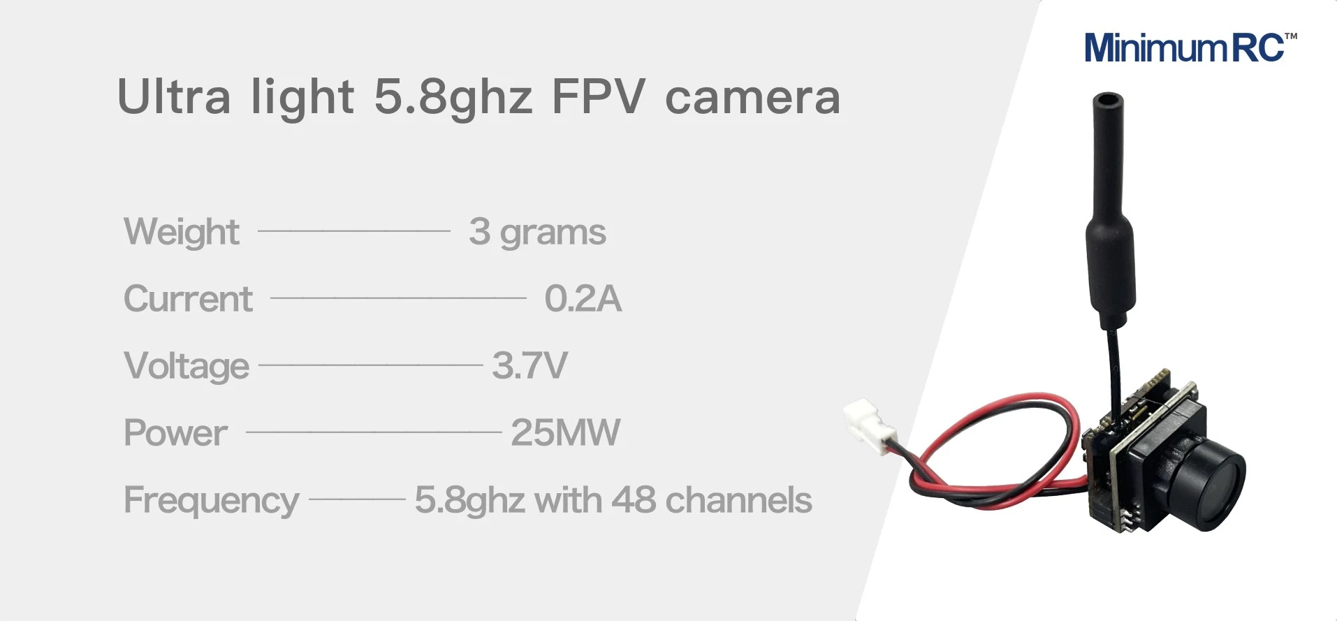 Ultra light 5.8ghz FPV camera 25mw