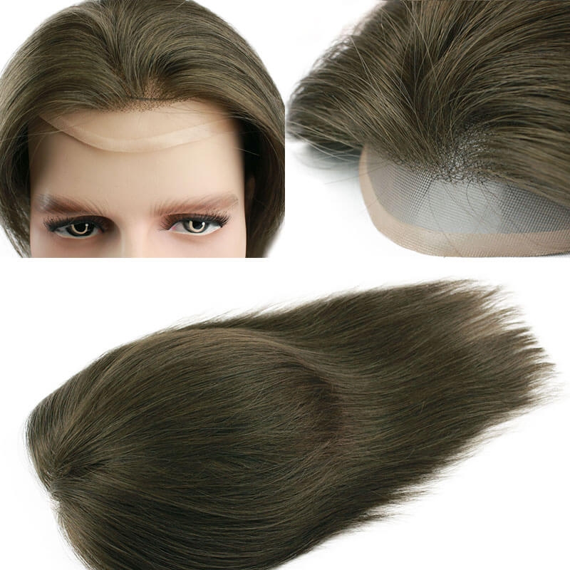 Color #6 French Lace Men Toupee For Men Mono Hair System Bleached and ...