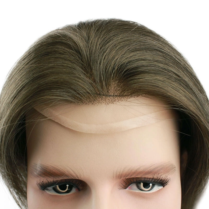 Color #6 French Lace Men Toupee For Men Mono Hair System Bleached and ...