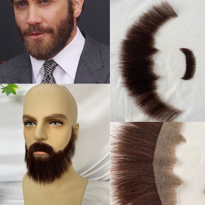 Big Fake Beard Swiss Lace Fake Beard And Moustache Real Human Hair ...