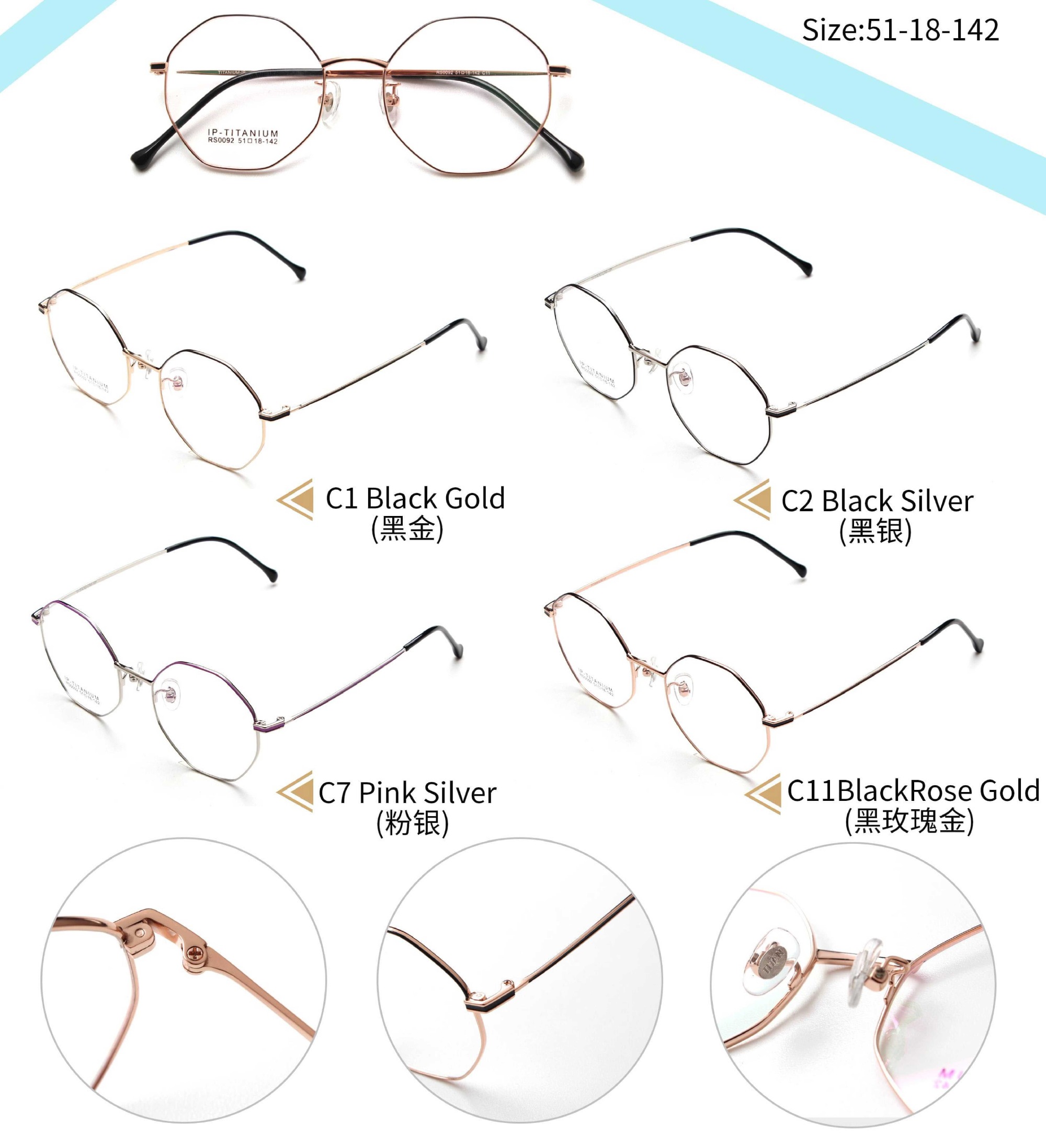 100% Pure Irregular Titanium spectacles Frame,Optical frame,Titan ...