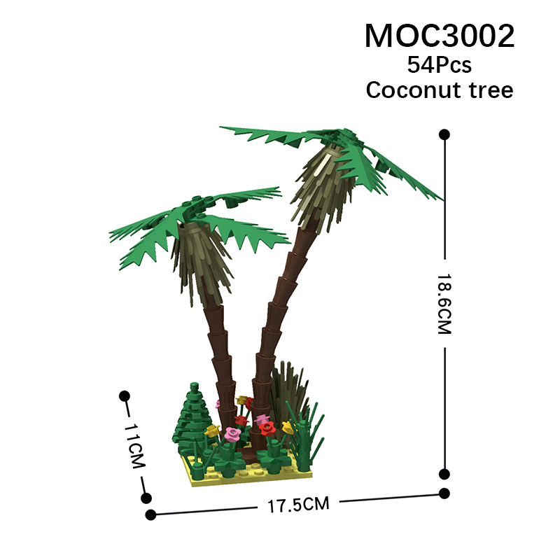 MOC3002 City Series Coconut tree palm tree jungle vegetation Building ...
