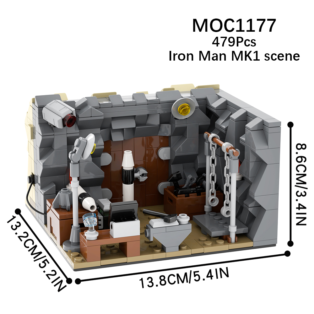MOC1177 Creativity series Marvel Iron Man MK1 scene Model Building ...