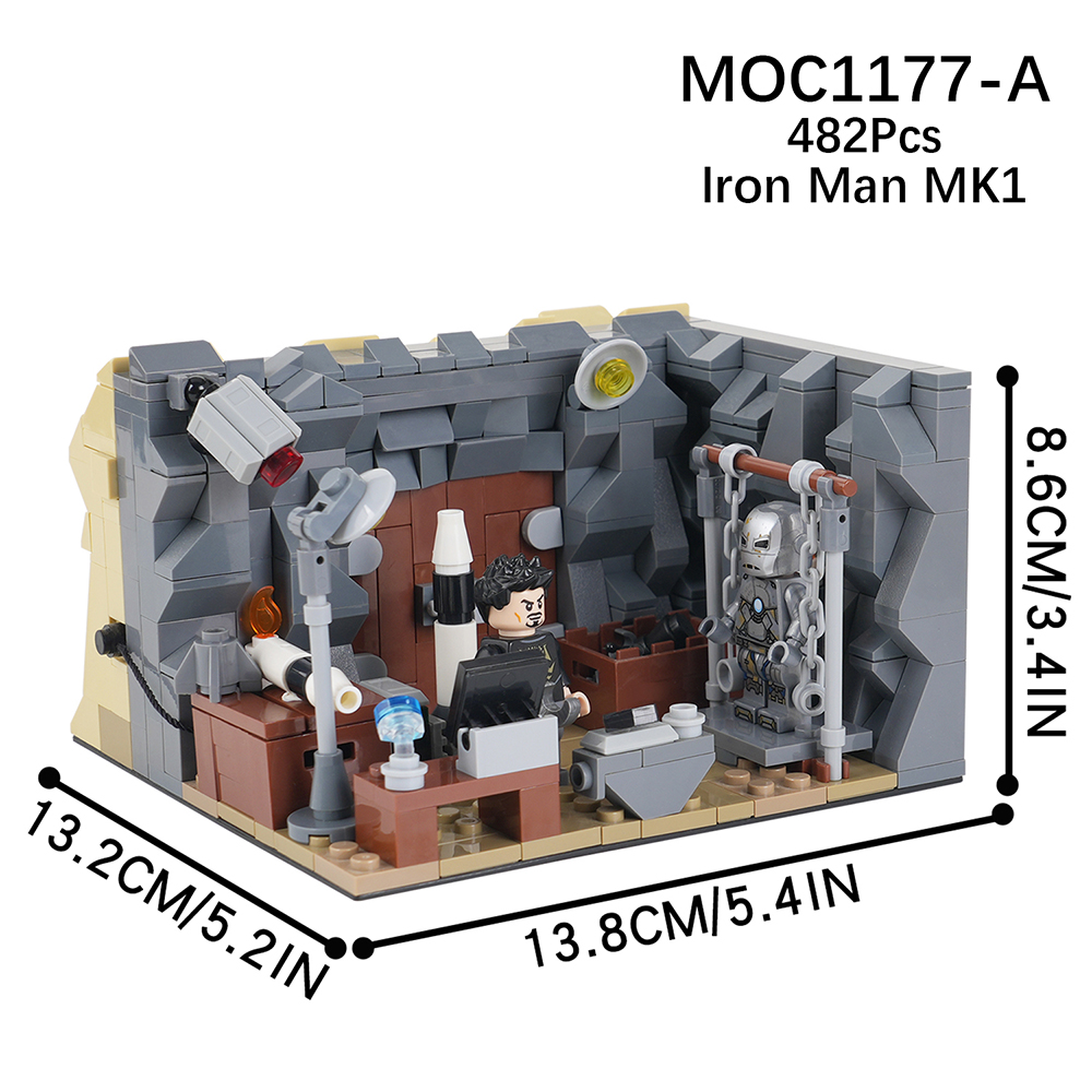 MOC1177 Creativity series Marvel Iron Man MK1 scene Model Building ...