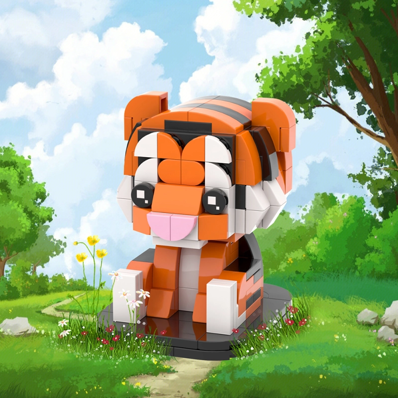 MOC7031 Creativity series 3D Animal Tiger Brickheadz Building Blocks ...