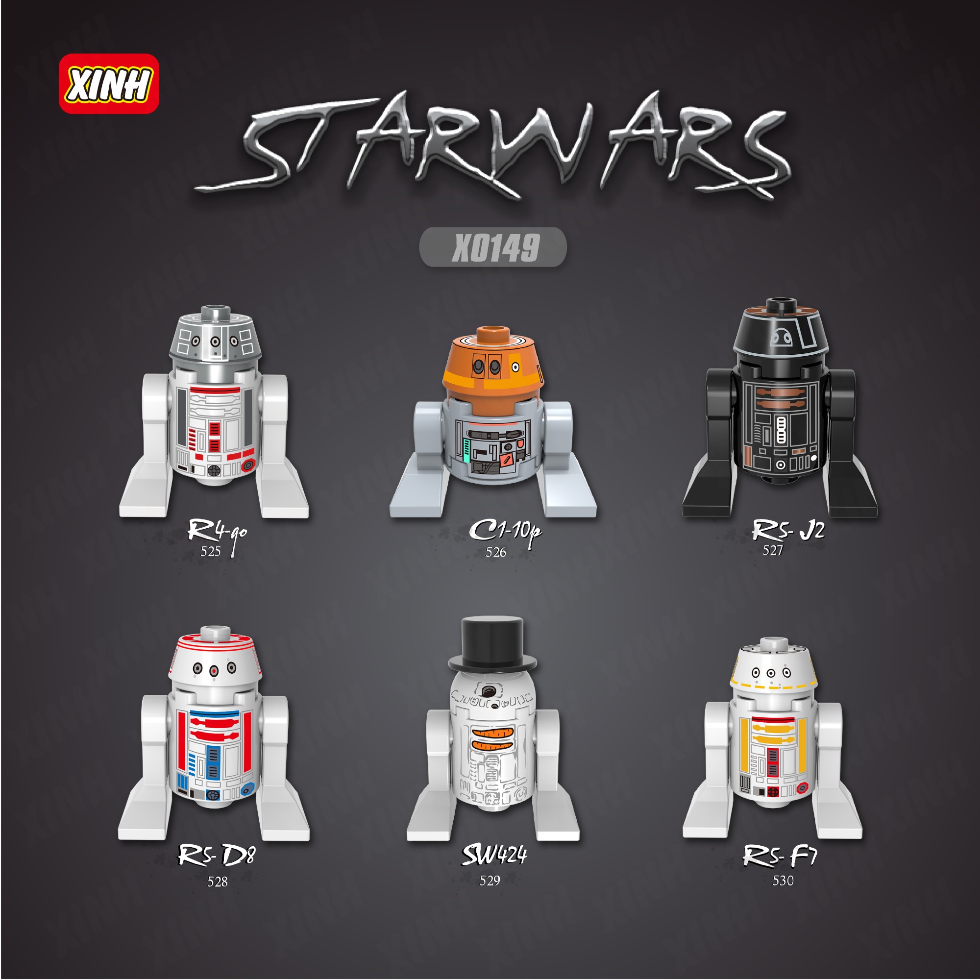 X0149 Star Wars R4-90 C1-10 R5-J2 R5-D8 SW24 R5-F7 Action Figures ...