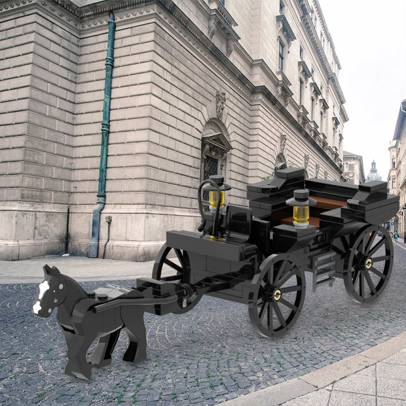 MOC5039 Medieval Black Carriage Transportation Building Blocks Bricks ...